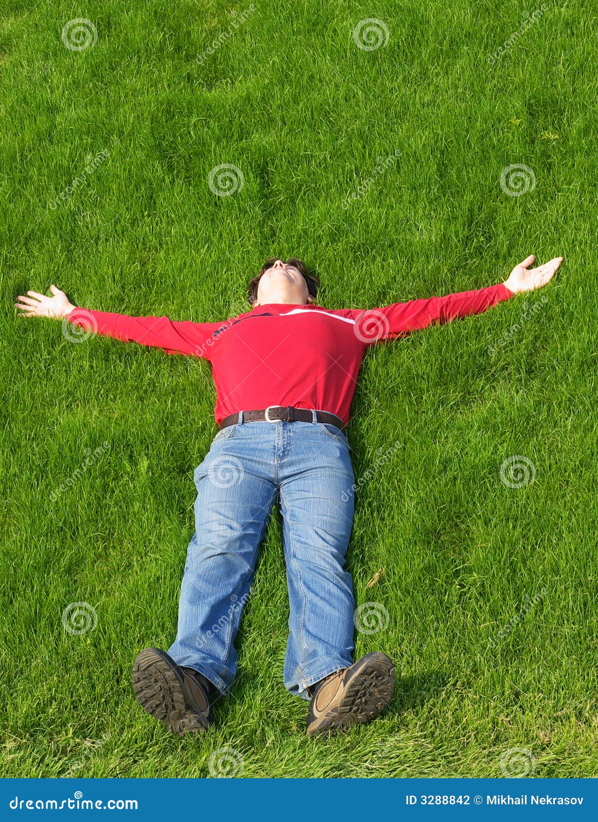 Young man resting stock photo. Image of lying, adult, grass - 3288842