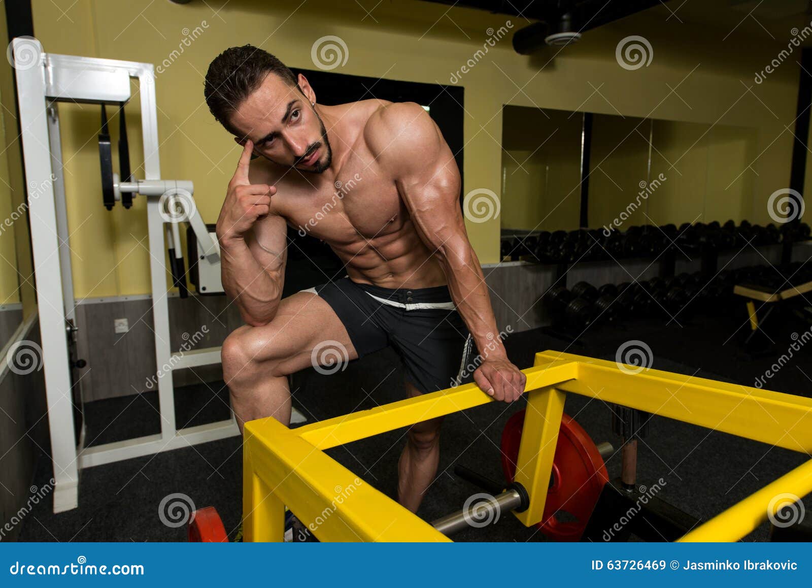 Young Man Resting in Healthy Club after Exercising Stock Image - Image ...