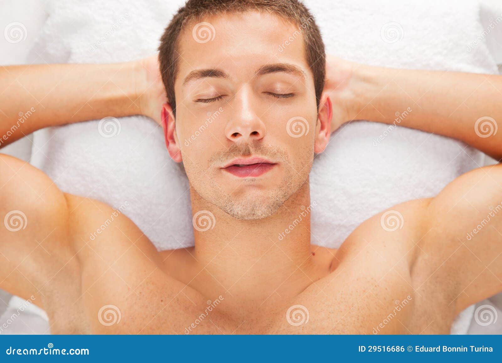 Young Man Resting after a Massage Stock Photo - Image of relaxing ...