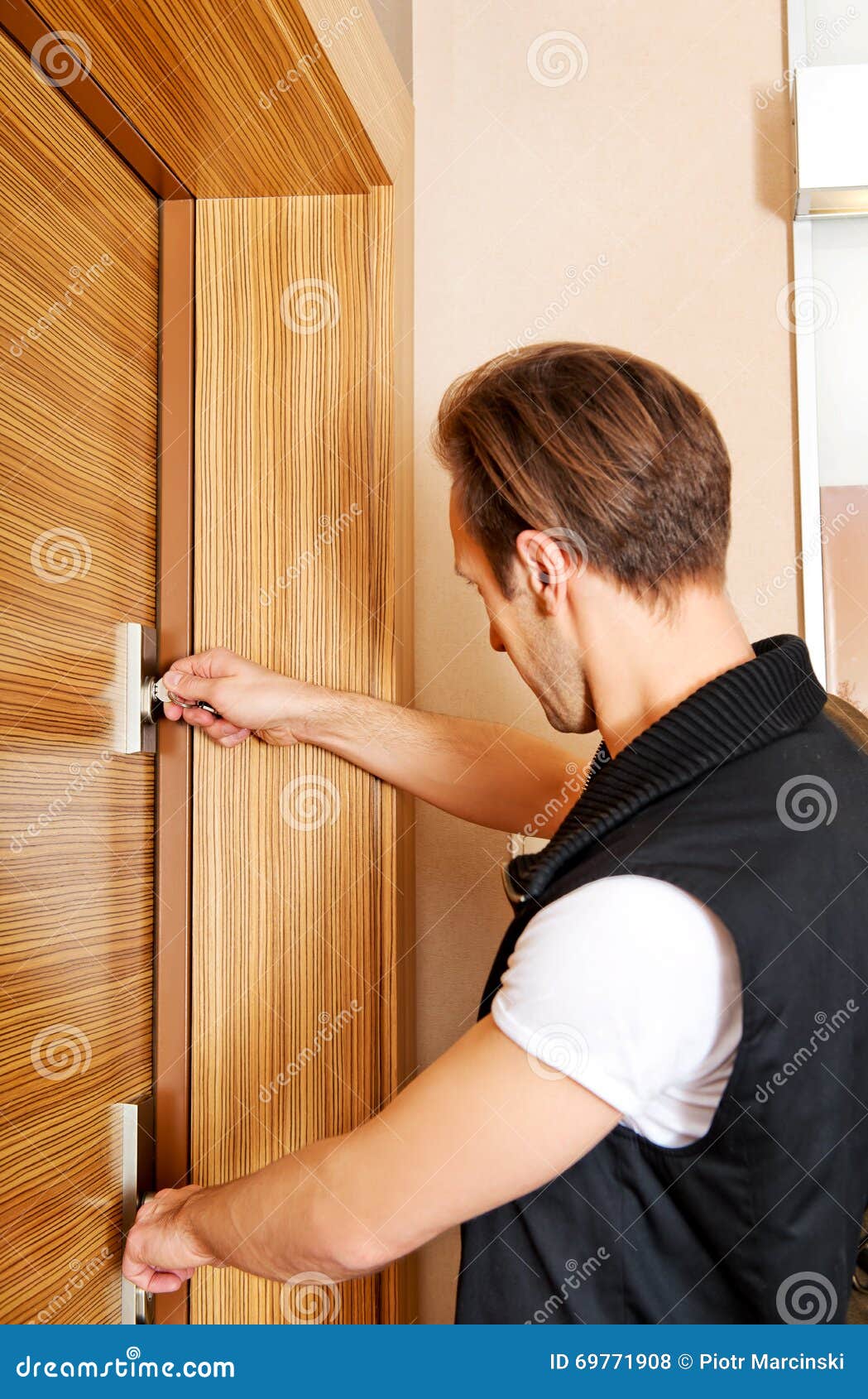 Young Man Returning or Going Out from Home Stock Photo - Image of ...