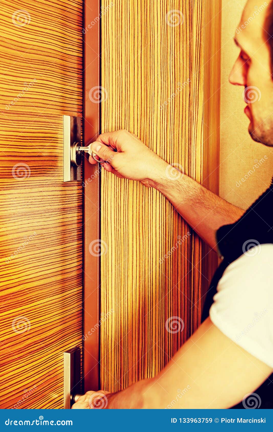 Young Man Returning or Going Out from Home Stock Image - Image of ...