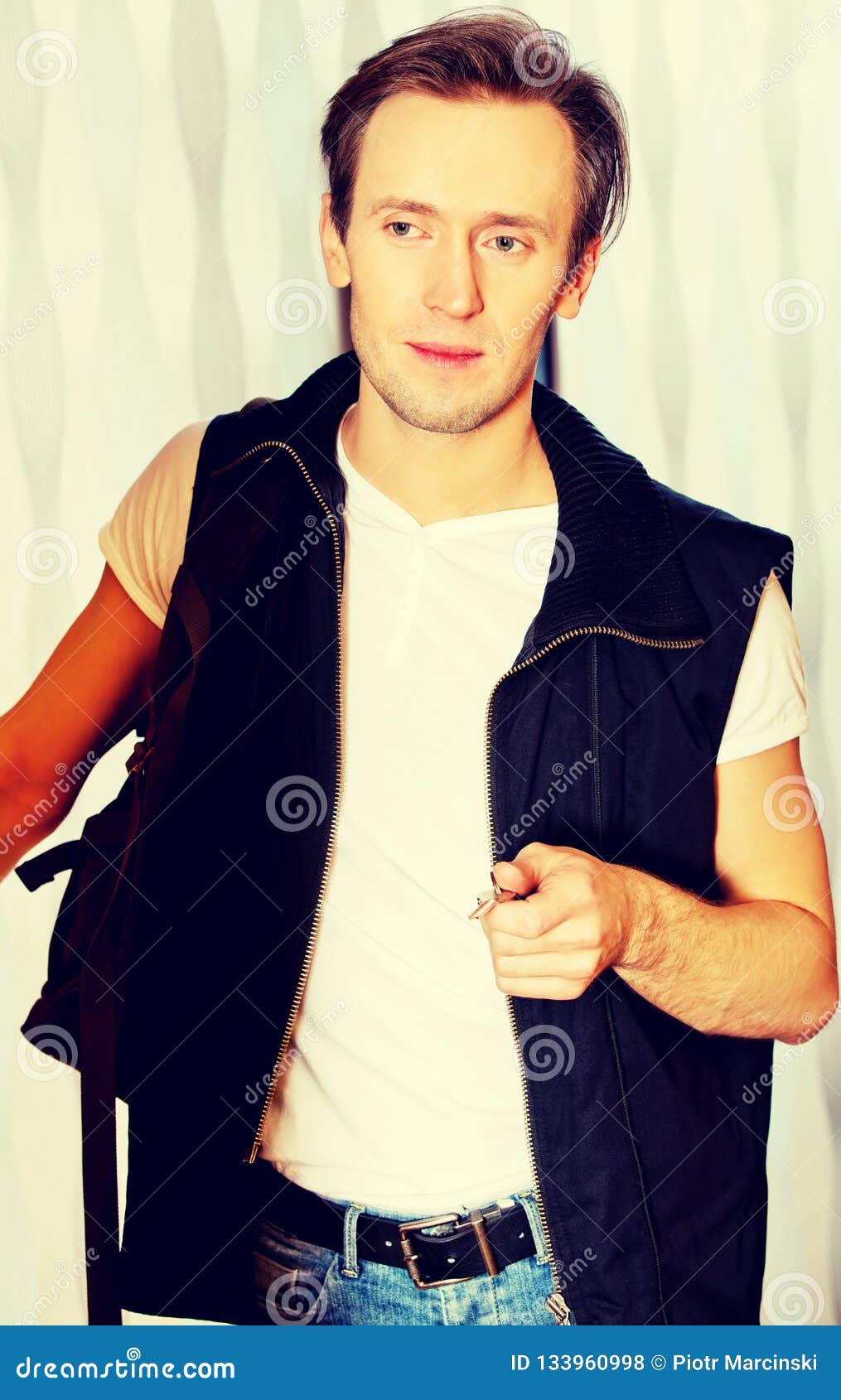 Young Man Returning Home from Work or Trip Stock Photo - Image of ...