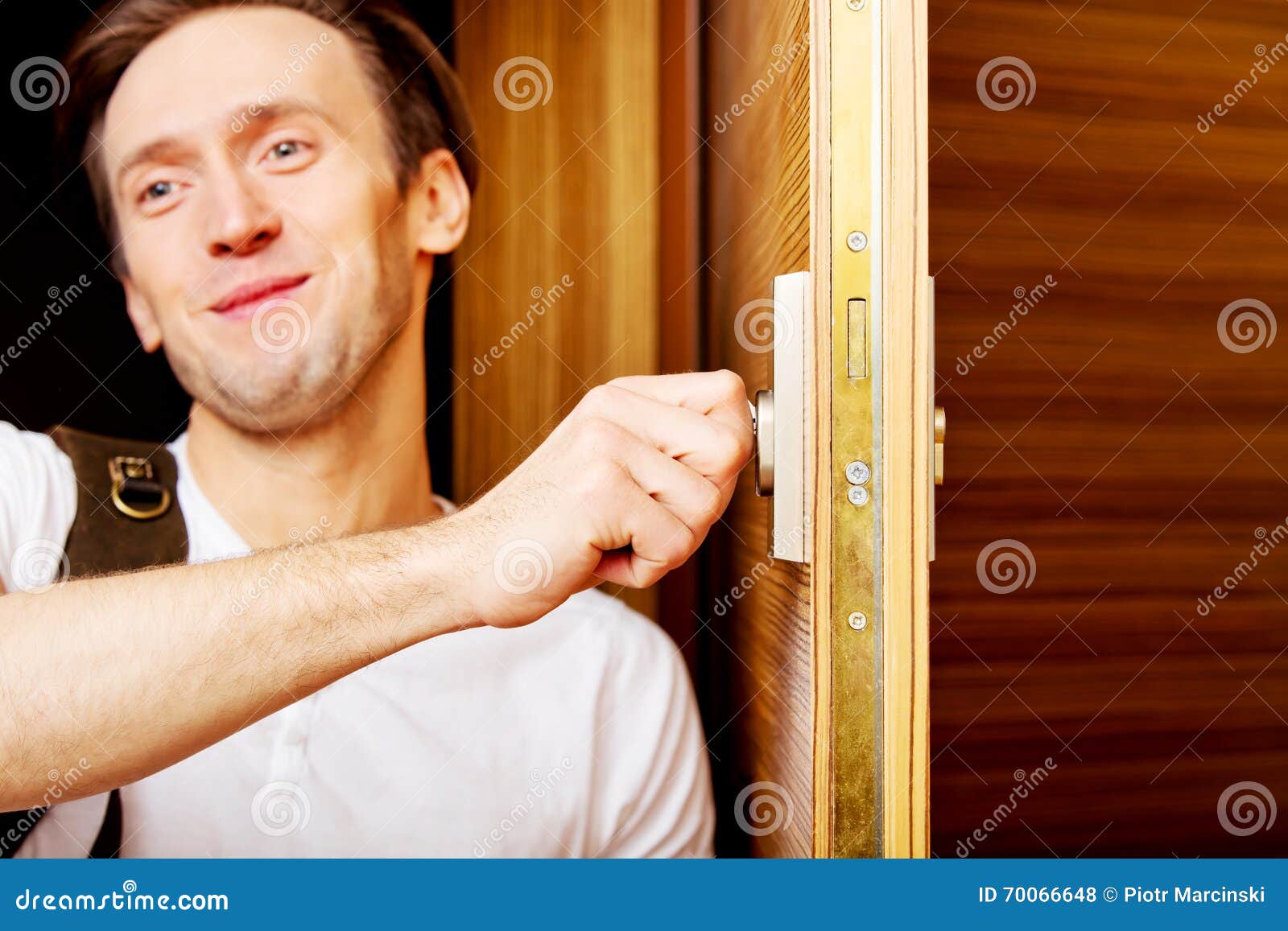 Young Man Returning Home from Work or Trip Stock Photo - Image of back ...