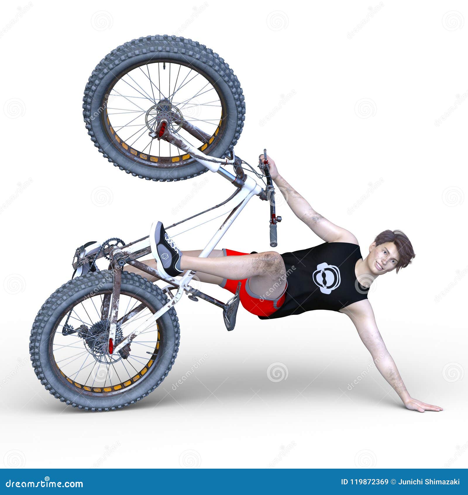 Young man ride fat bike stock image. Image of action - 119872369