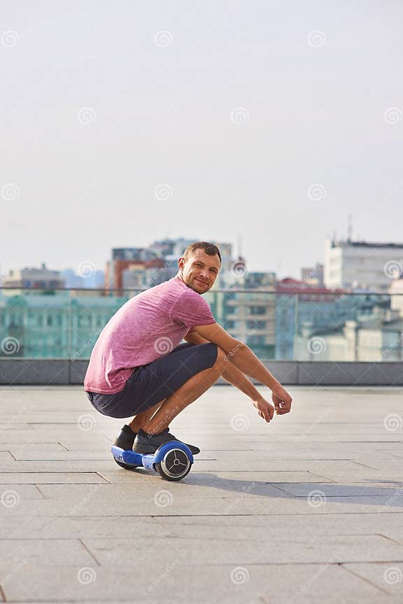 Young Man Riding Hoverboard. Stock Image - Image of board, invention ...