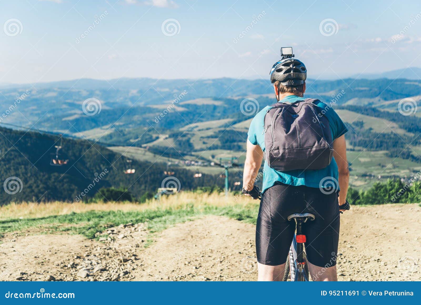 Young Man Riding on MTB in Mountains Stock Image - Image of lifestyle ...