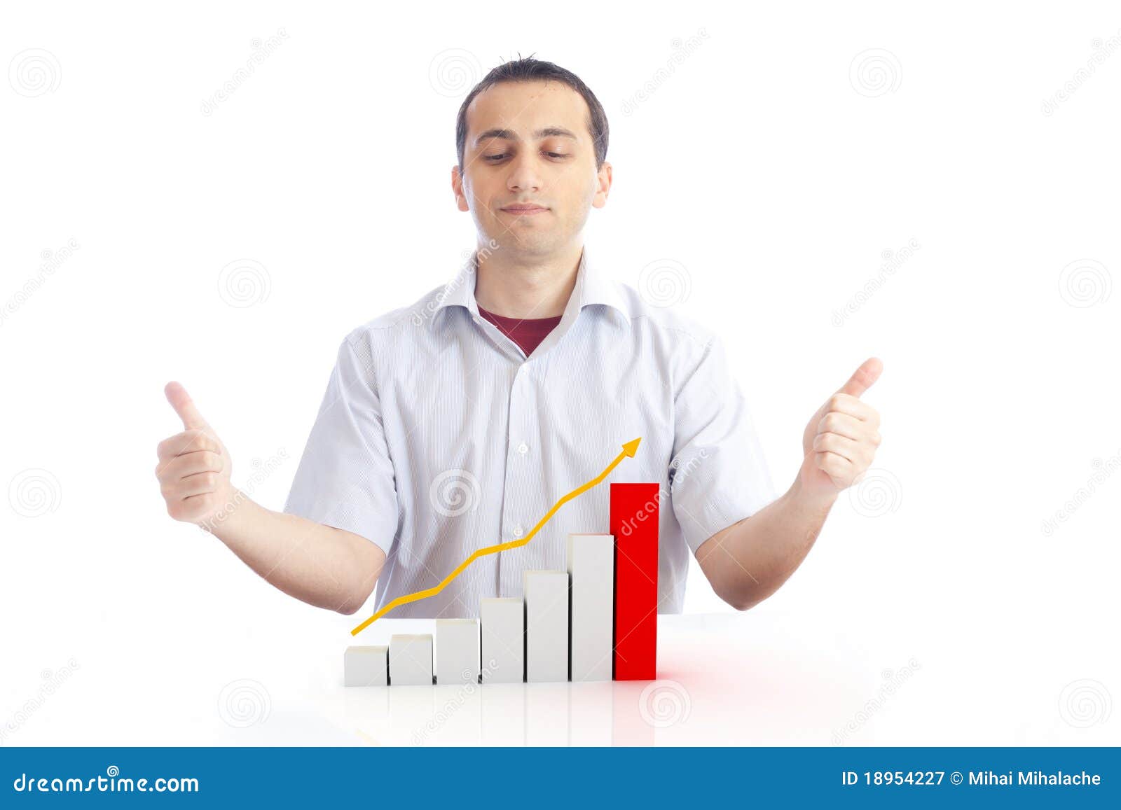 Young Man with a Rising Chart Stock Image - Image of modern, looking ...
