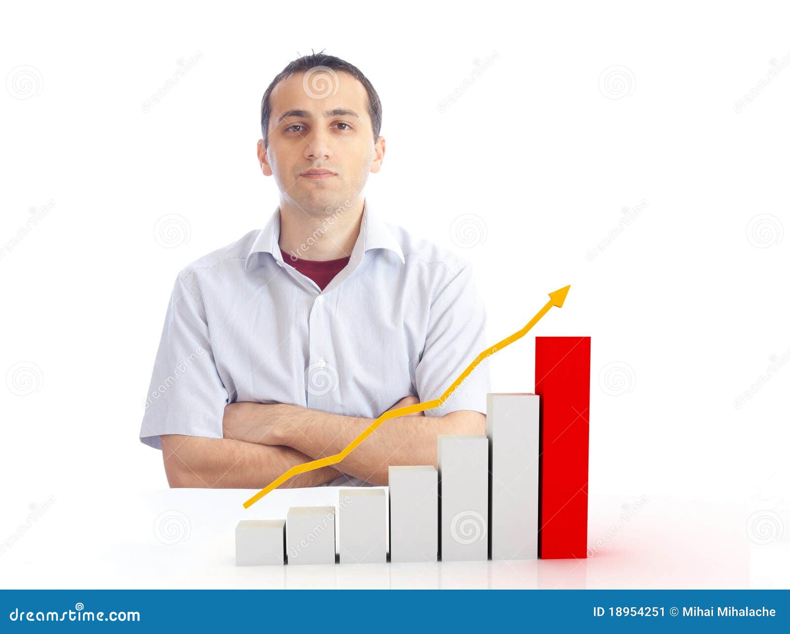 Young Man with a Rising Chart Stock Image - Image of paper, male: 18954251