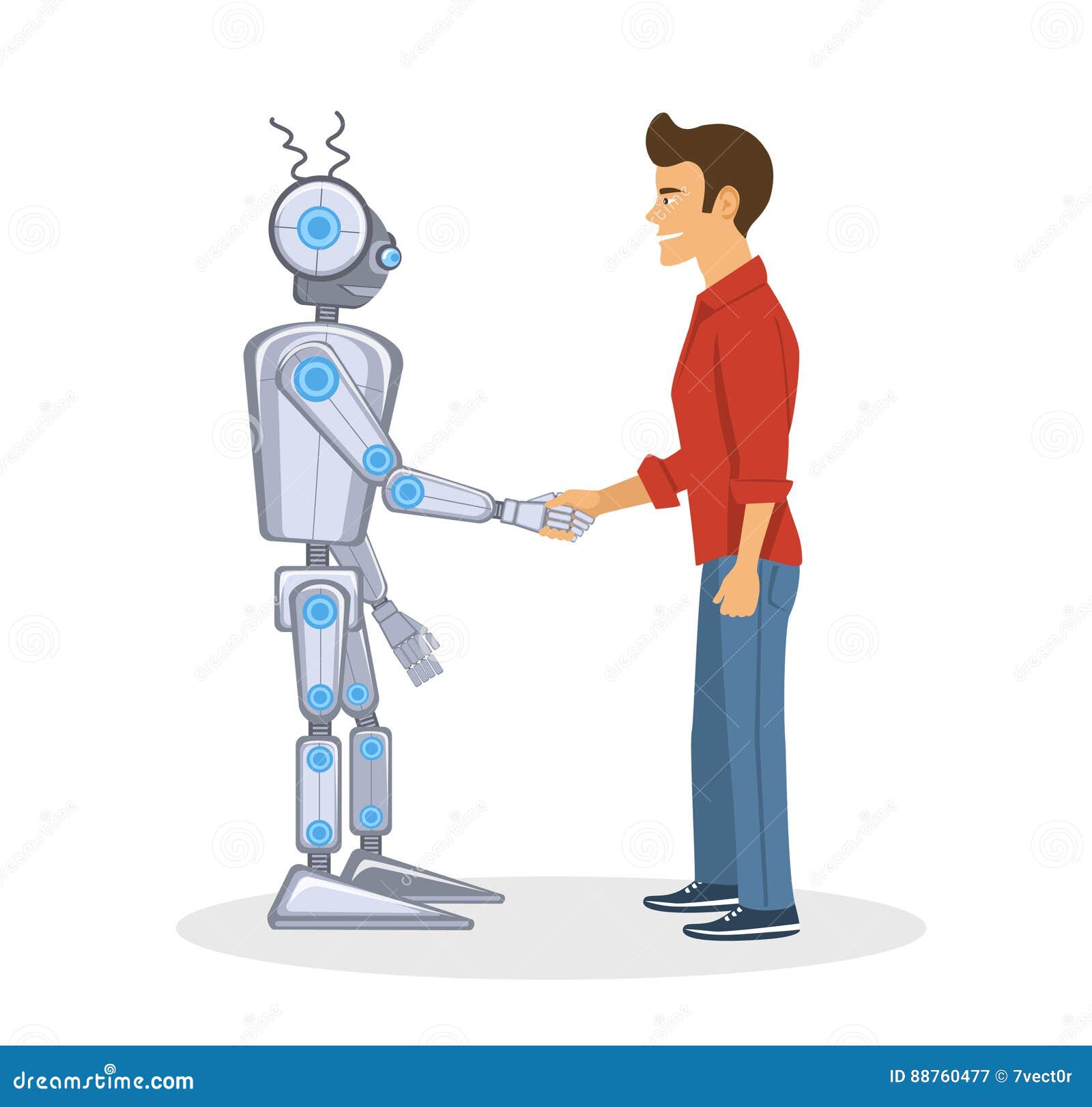 Young Man and Robot Shaking Hands. Human and Artificial Intelligent ... Young Man and Robot Shaking Hands. Human and Artificial Intelligent ...