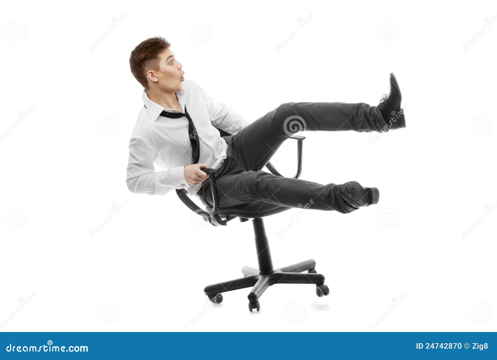 Young man rolling on chiar stock photo. Image of background - 24742870