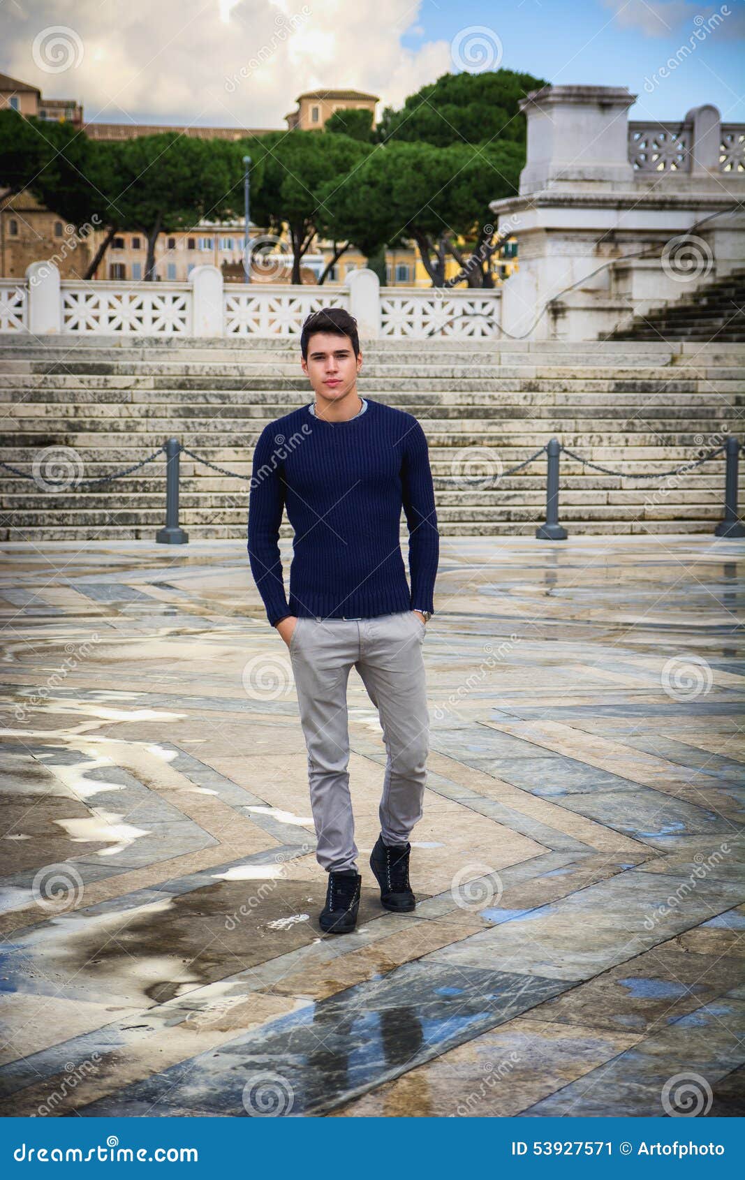 Young Man in Rome in Front of Vittoriano Monument Stock Image - Image ...