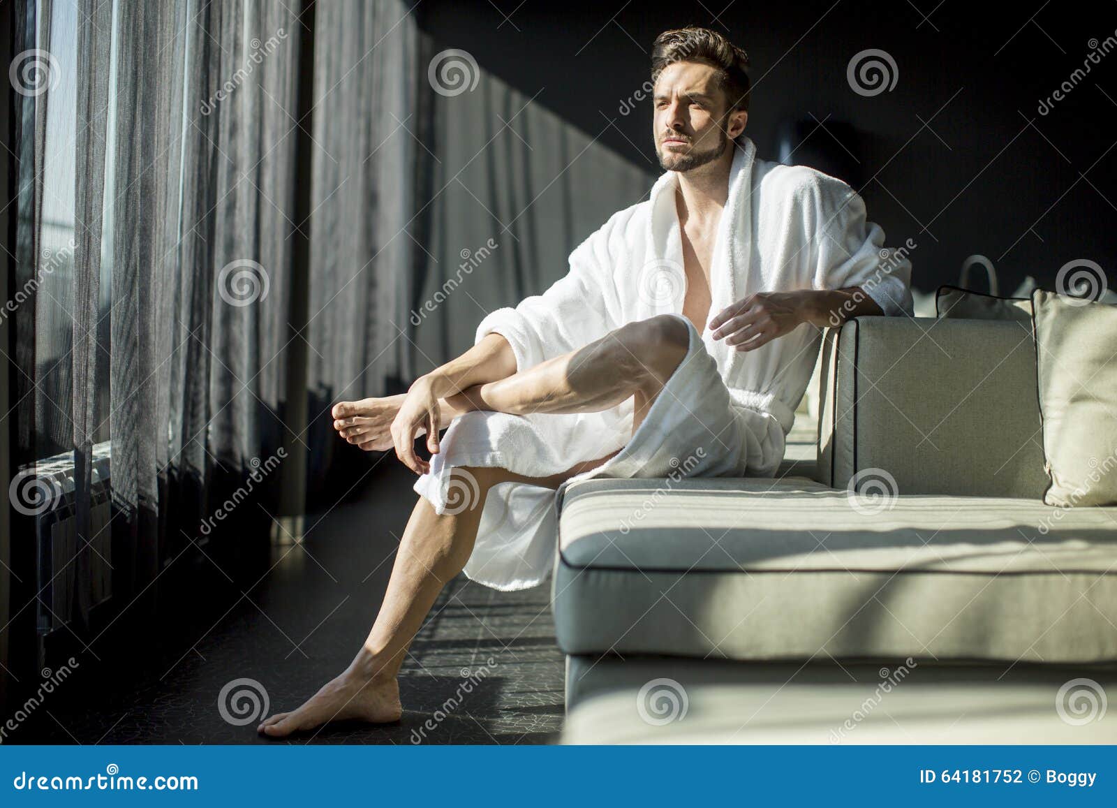 Young Man in Room at Morning Stock Photo - Image of young, relaxed ...