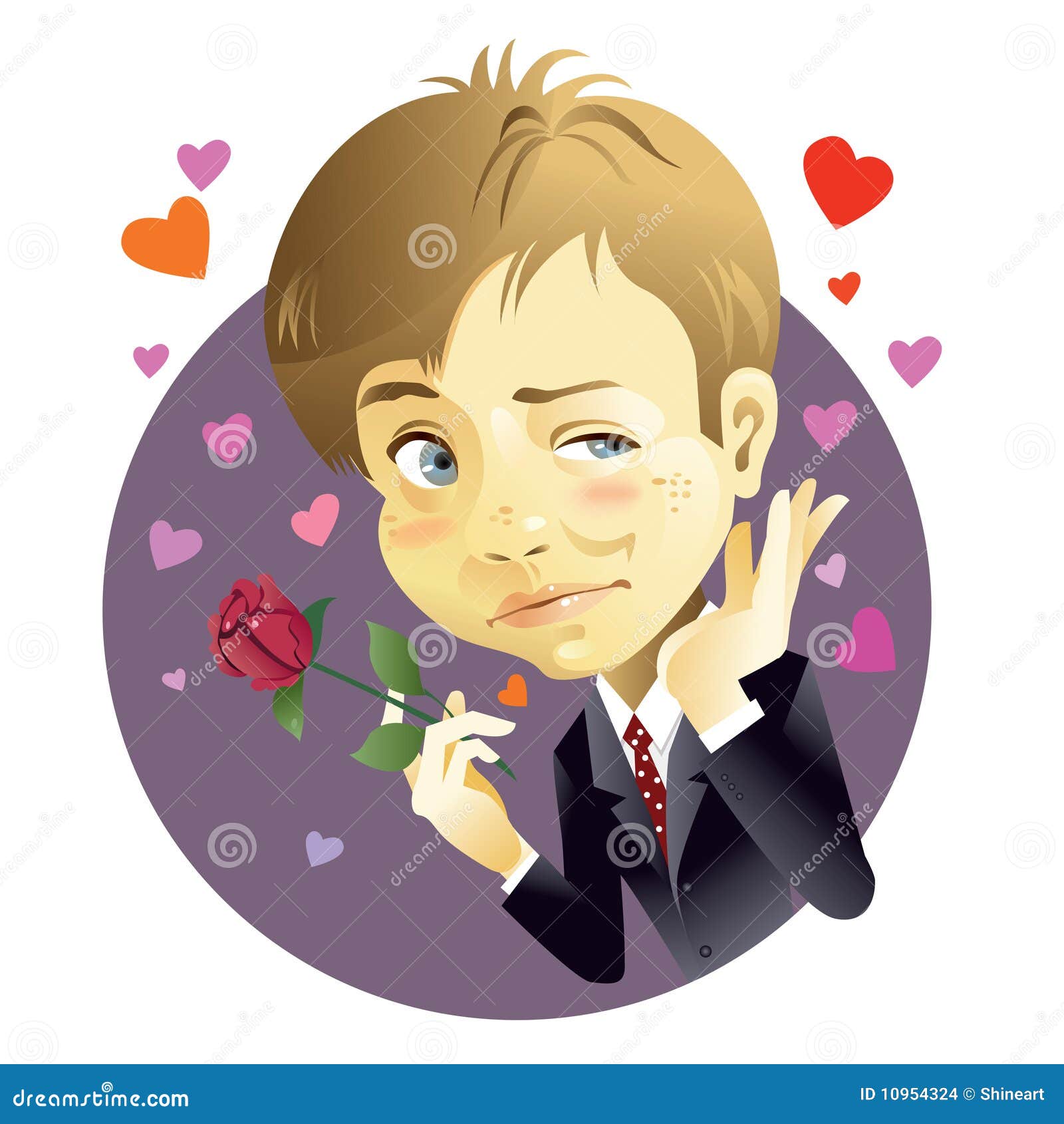 Young man and rose stock vector. Illustration of suit - 10954324