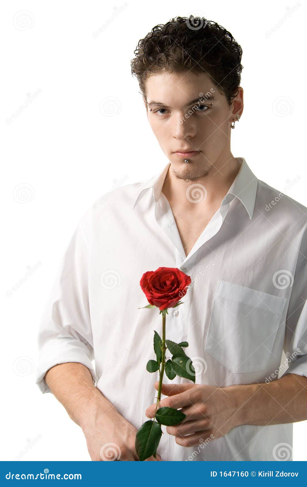 Young man with rose stock photo. Image of shirt, portrait - 1647160