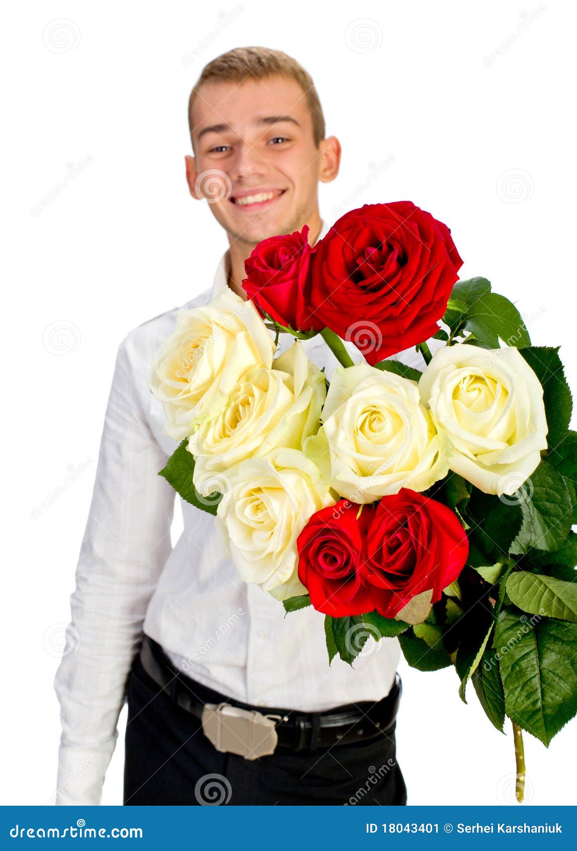 Young Man with Rose stock image. Image of good, lover - 18043401