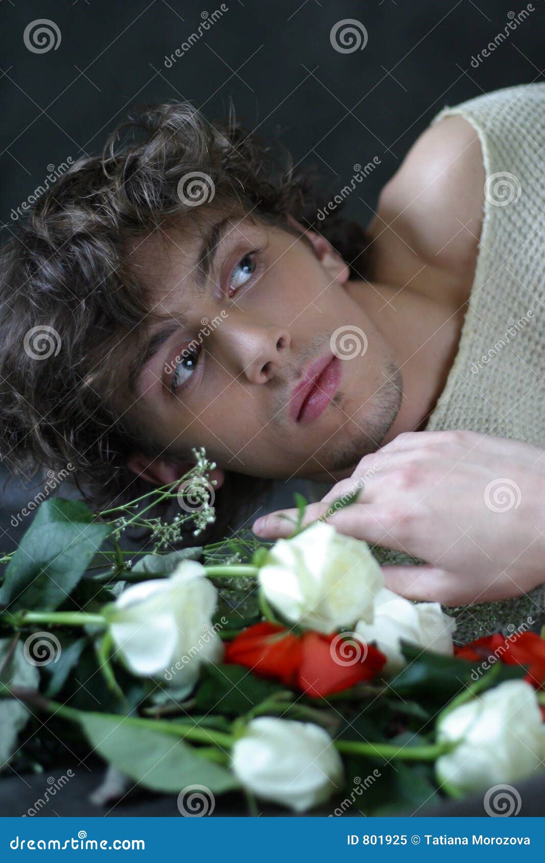 The young man with roses stock image. Image of smile, long - 801925