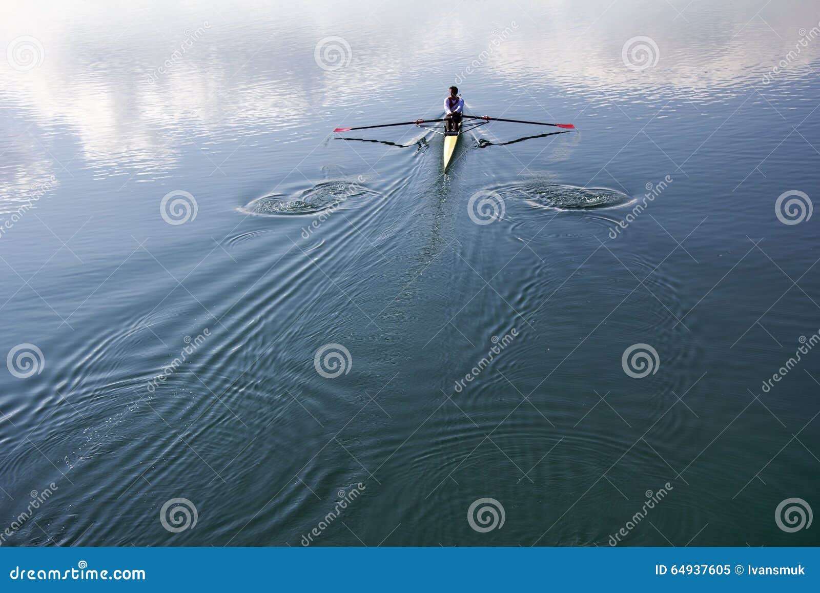 Young man rowing stock image. Image of sculling, regatta - 64937605