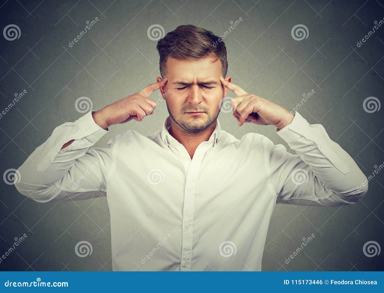 Young Man Trying To Concentrate Stock Photo - Image of eyes, effort ...
