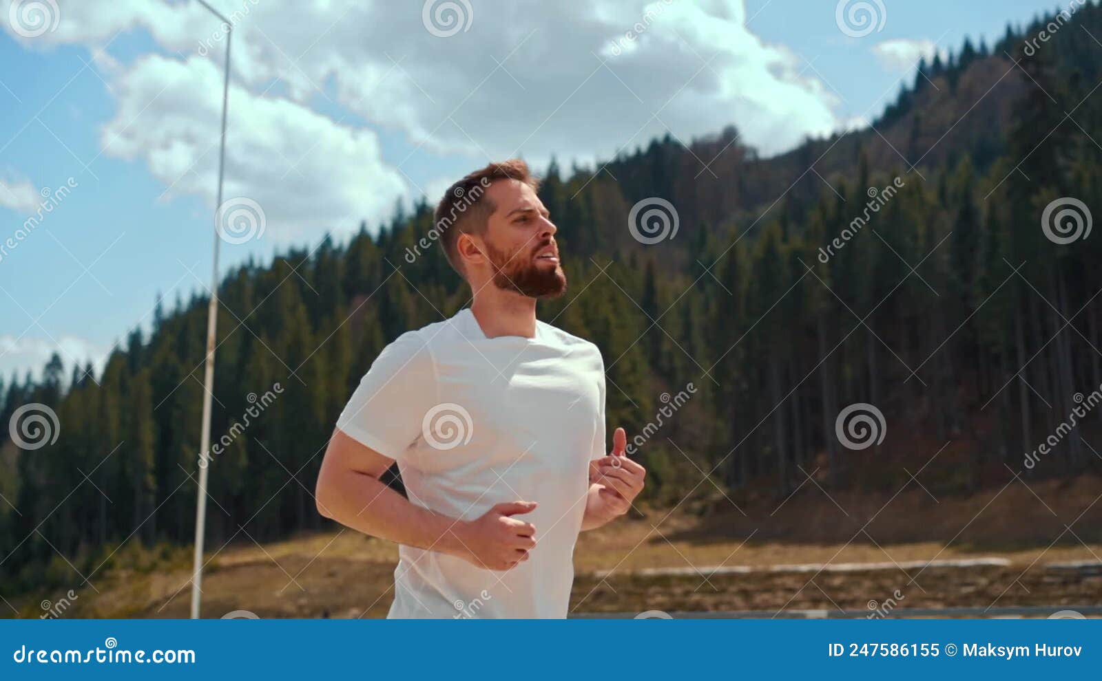 Young Man Running Fast and Intense in Forest Stock Video - Video of ...