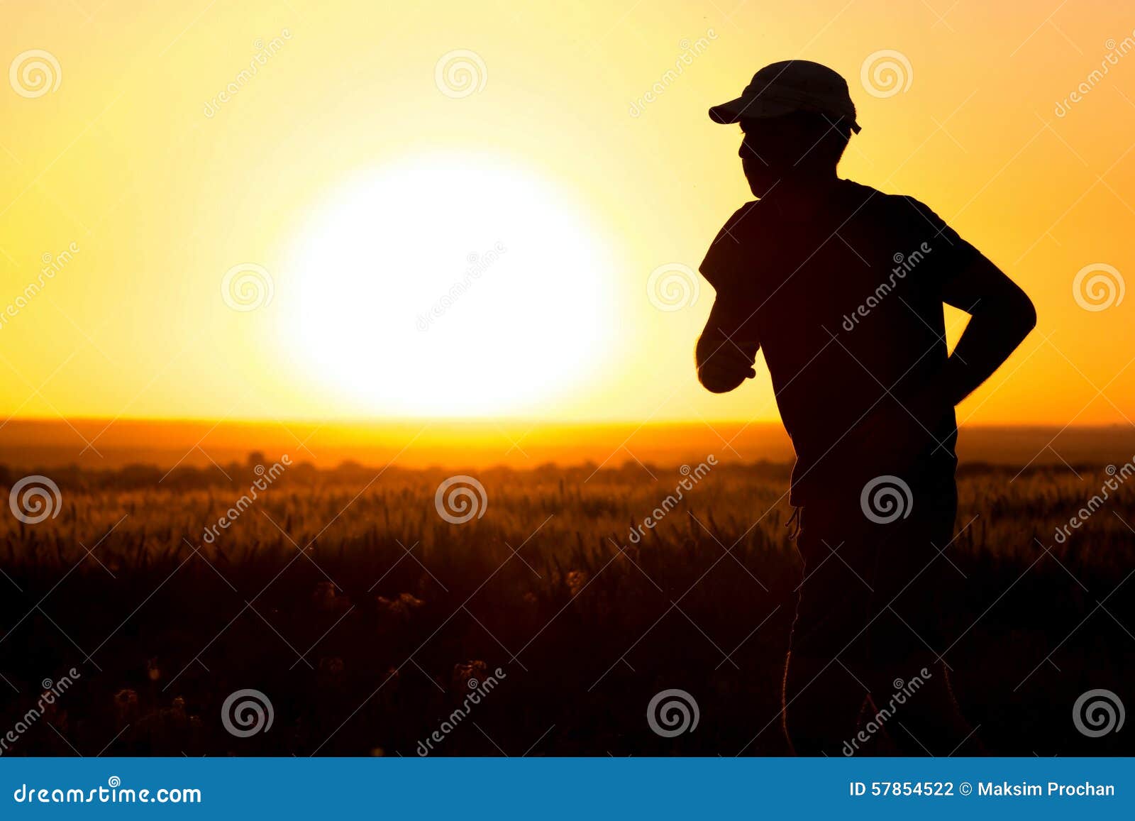 Young Man Running in the Field Stock Photo - Image of purpose, jogging ...