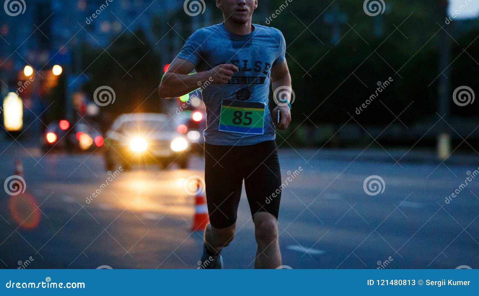 Young Man Running in Night Run Competition Editorial Stock Photo ...