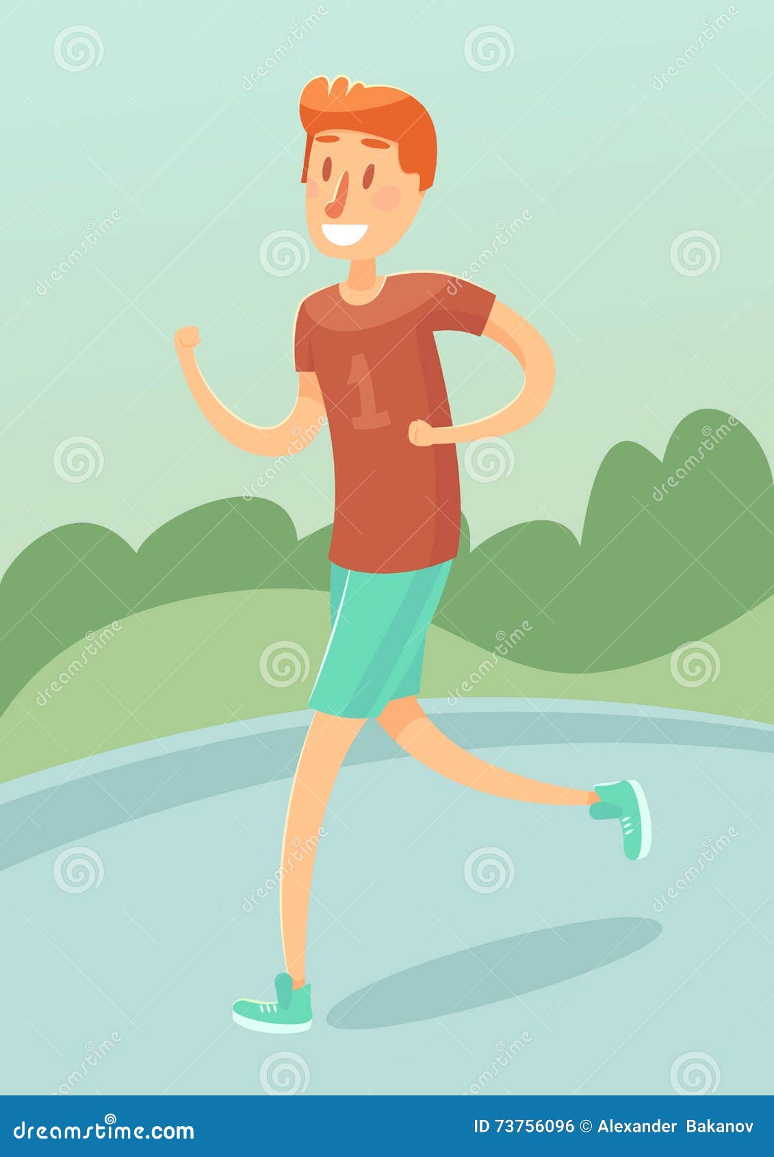 Young Man Running Outdoors Character Vector Flat Stock Vector ...