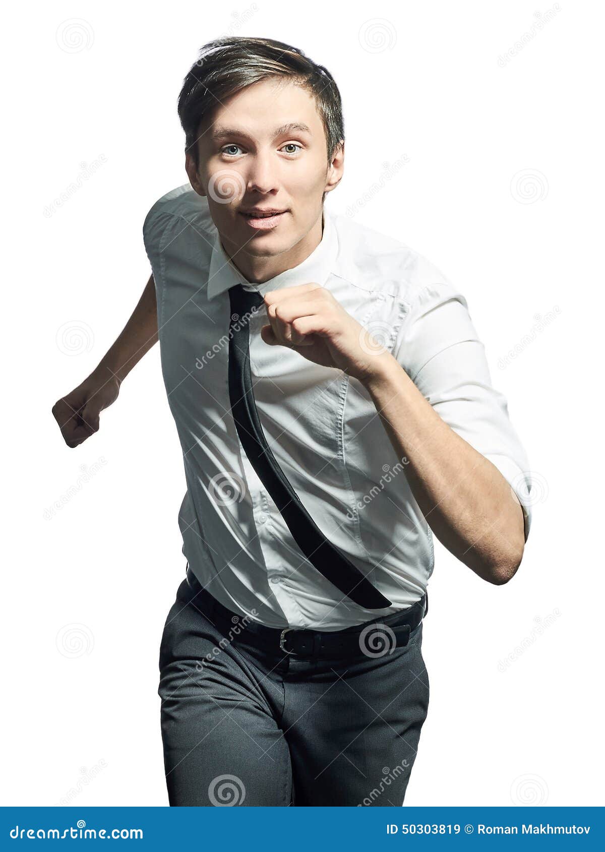 Young Man Running Over White Background Stock Image - Image of fitness ...