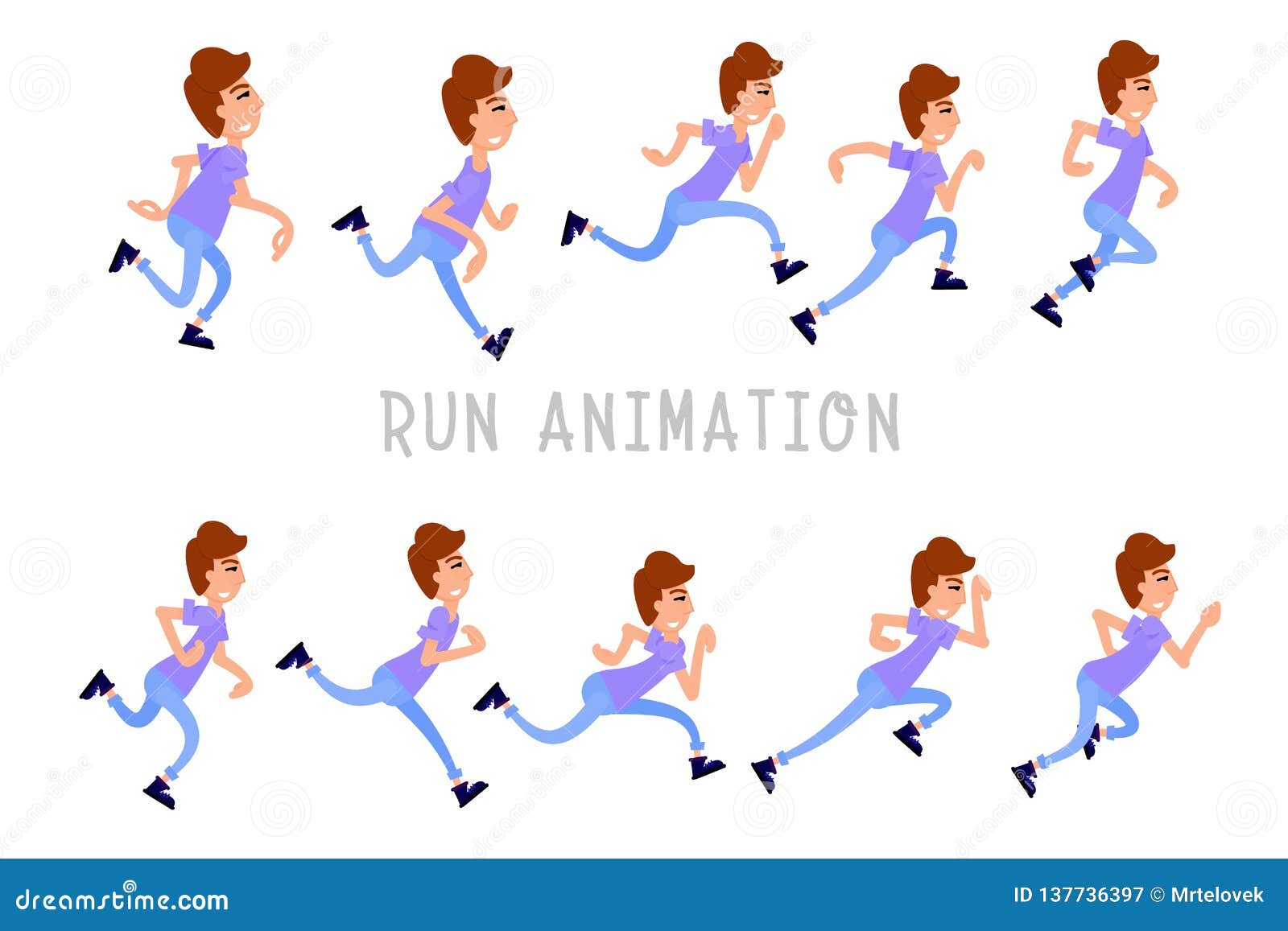 Young Man Running, Storyboard for Animation, Flat Style. Stock Vector ...