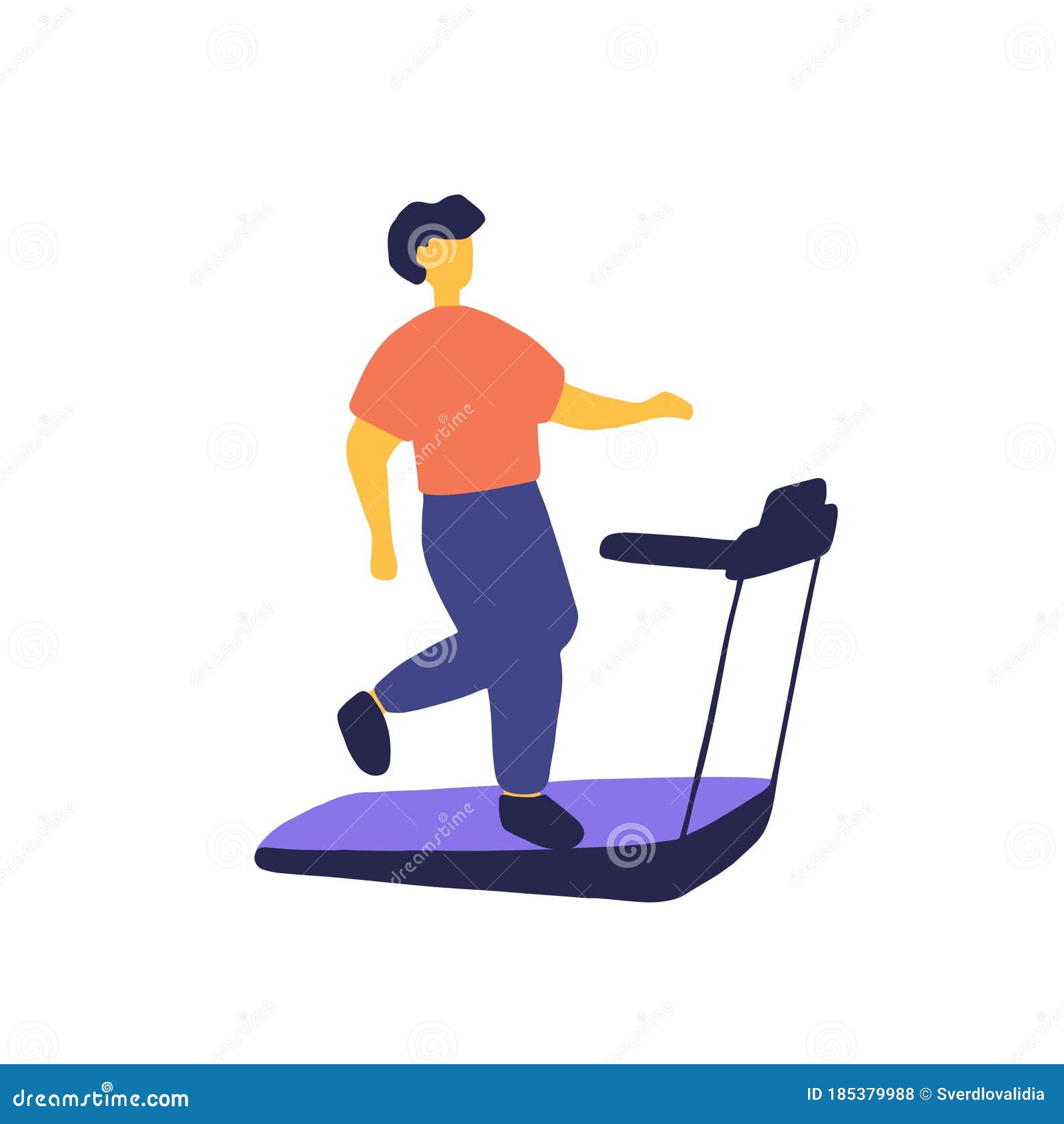 Young Man Running on Treadmill. Sport Training, Exercise, Workout ...