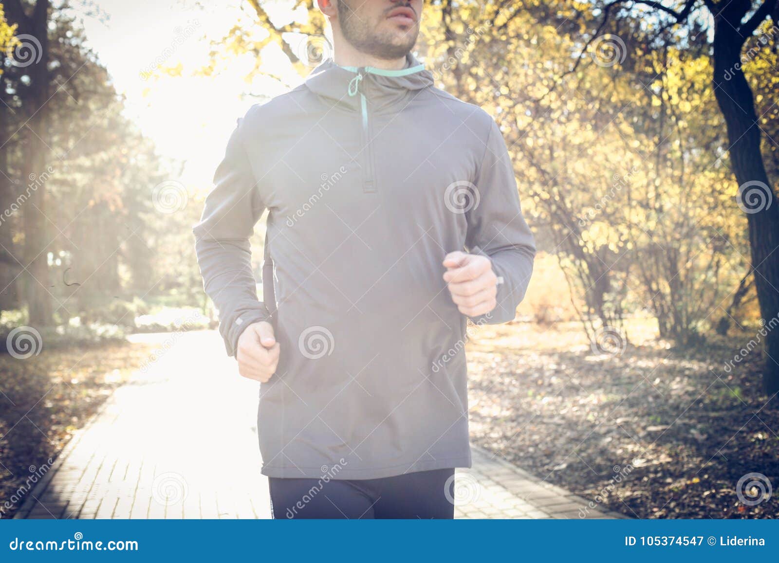 Young Man Running Trough Nature. on the Move Stock Image - Image of ...