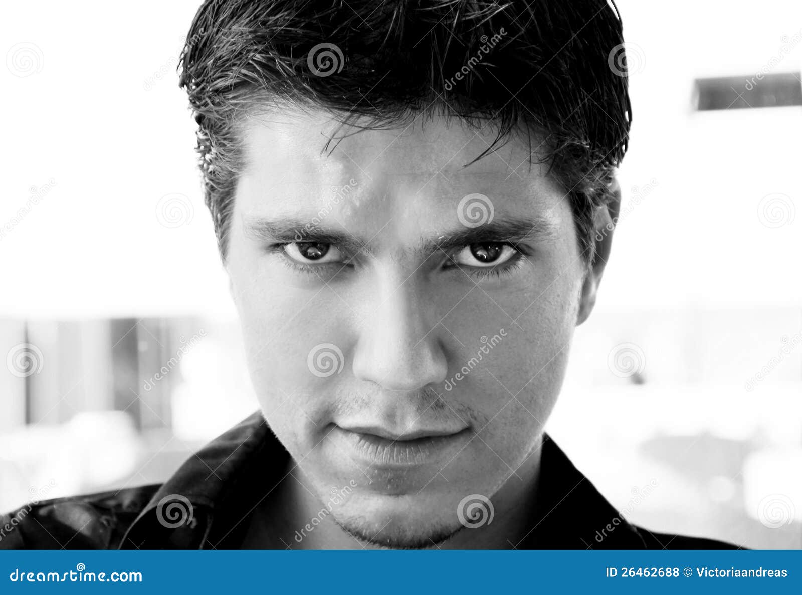 Young man s face, close-up stock photo. Image of dreaming - 26462688