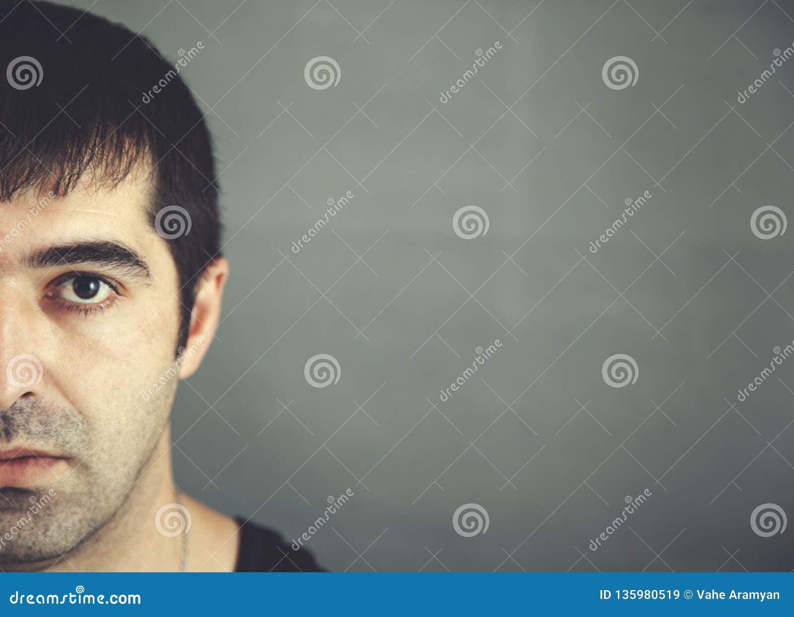 Young man`s face looking stock image. Image of black - 135980519