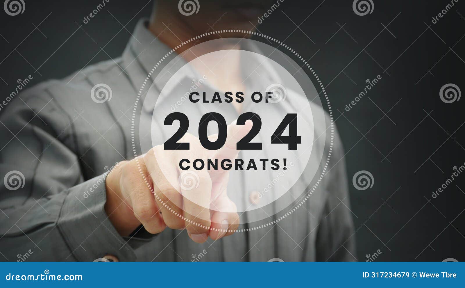 Young Man S Hand Presses a Hologram with the Words Class of 2024 ...