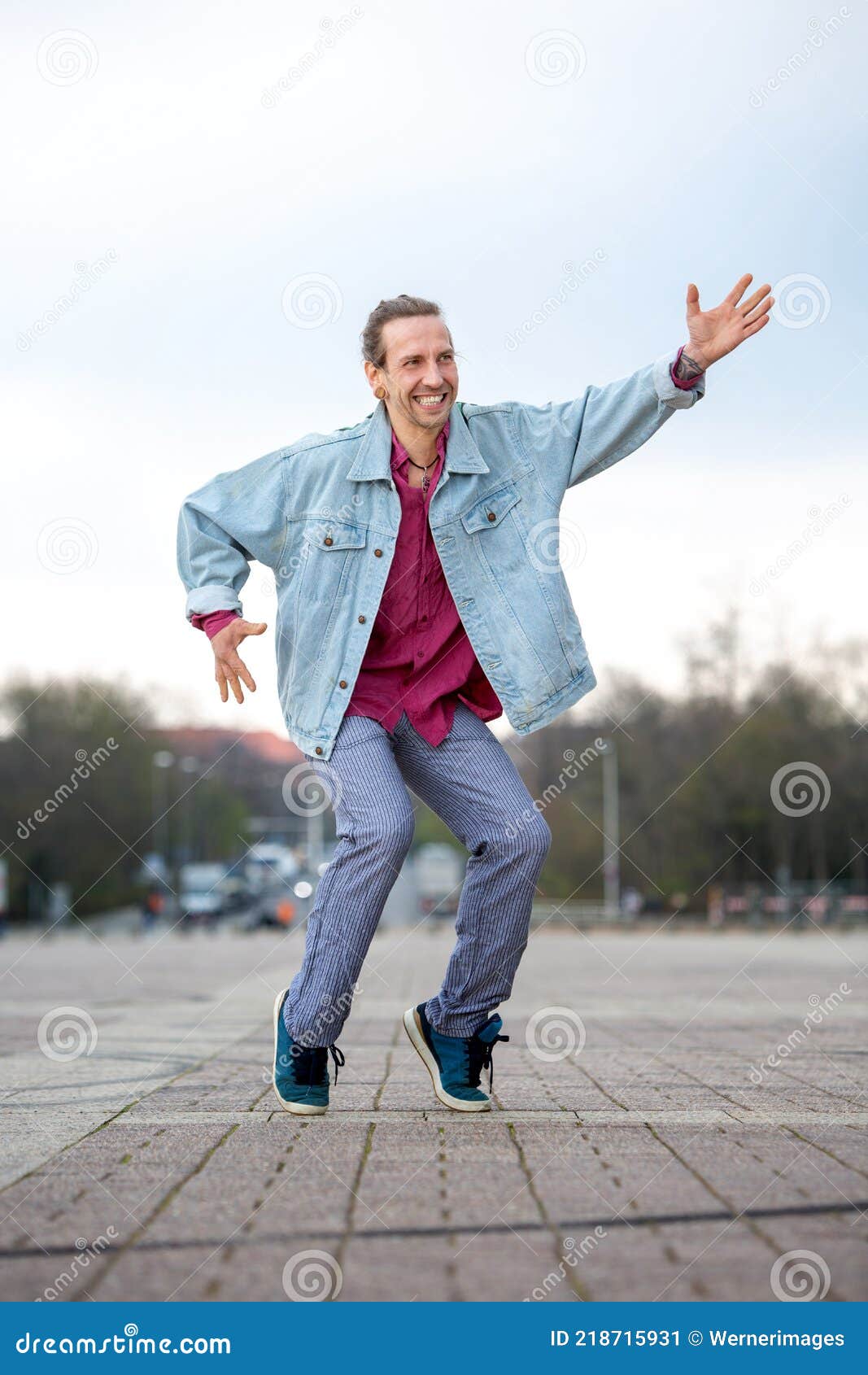 Young Man in 1980s Style Dancing in the Street Stock Image - Image of ...