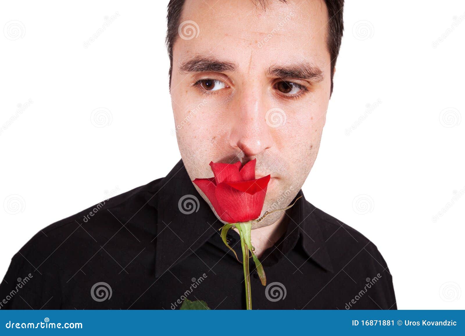 Young Man Sad with Red Rose Stock Image - Image of seduce, give: 16871881