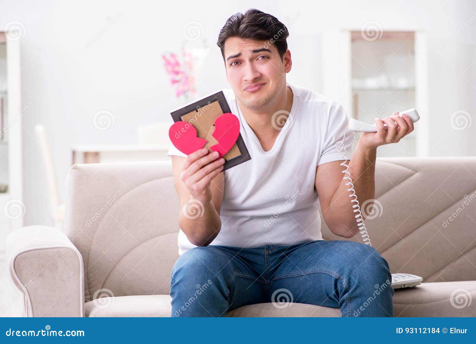 The Young Man in Sad Saint Valentine Concept Stock Photo - Image of ...