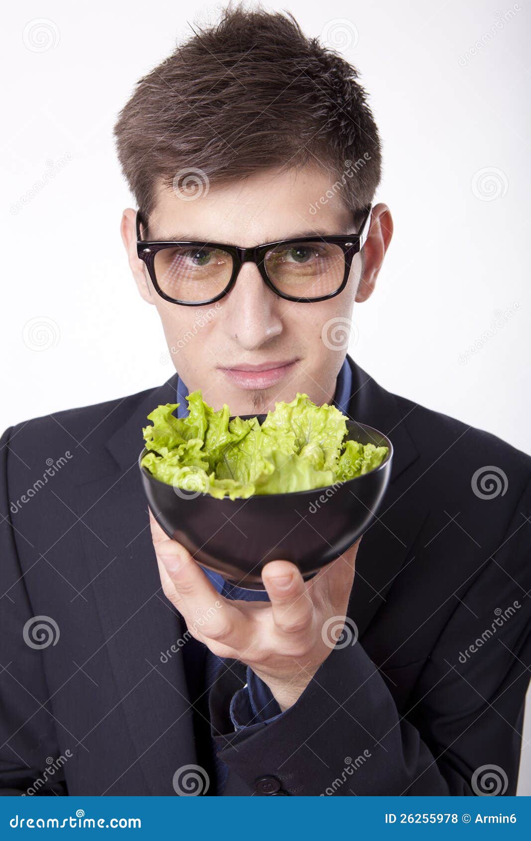 Young man with a salad stock photo. Image of organic - 26255978
