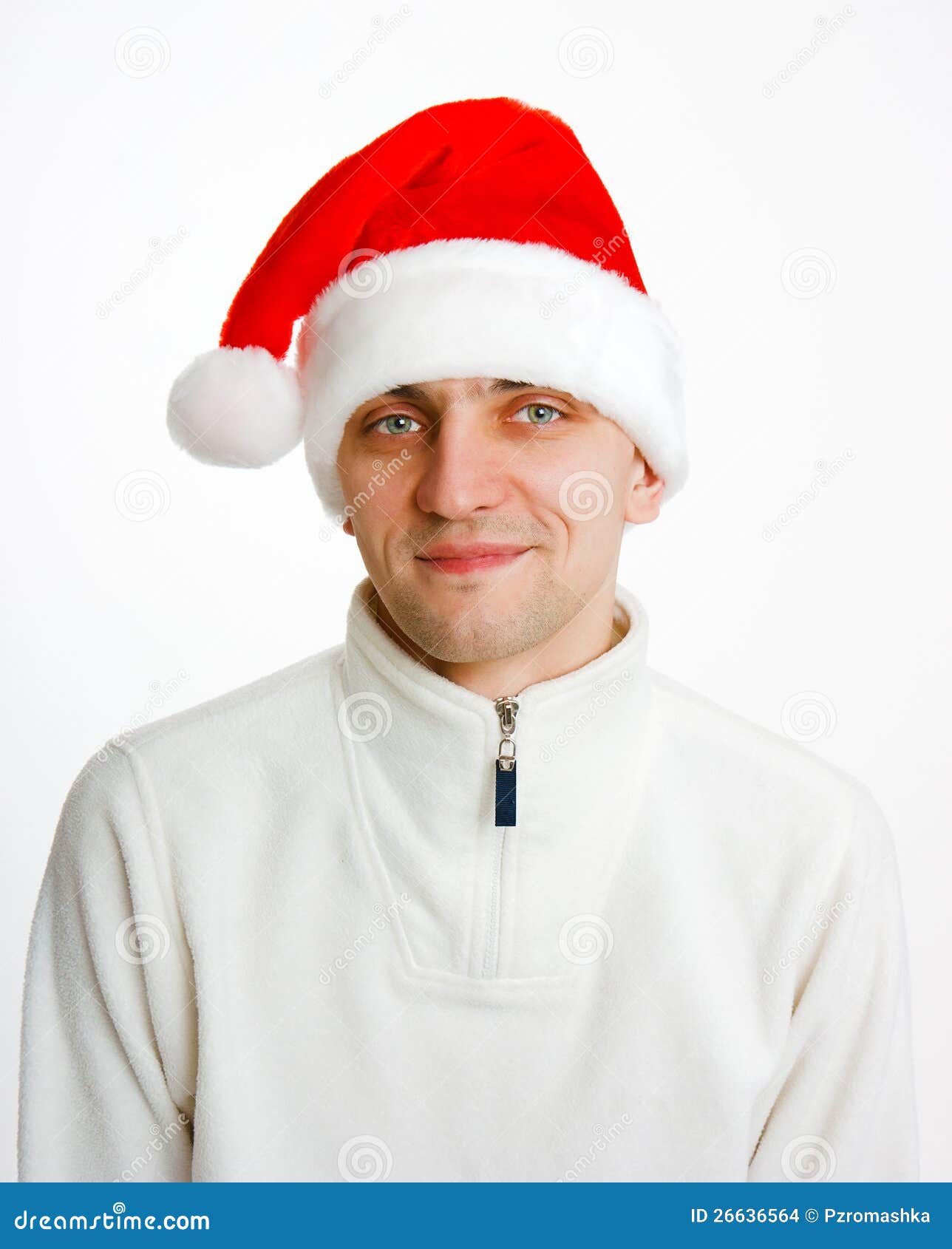 Young man in Santa hat stock photo. Image of holiday - 26636564