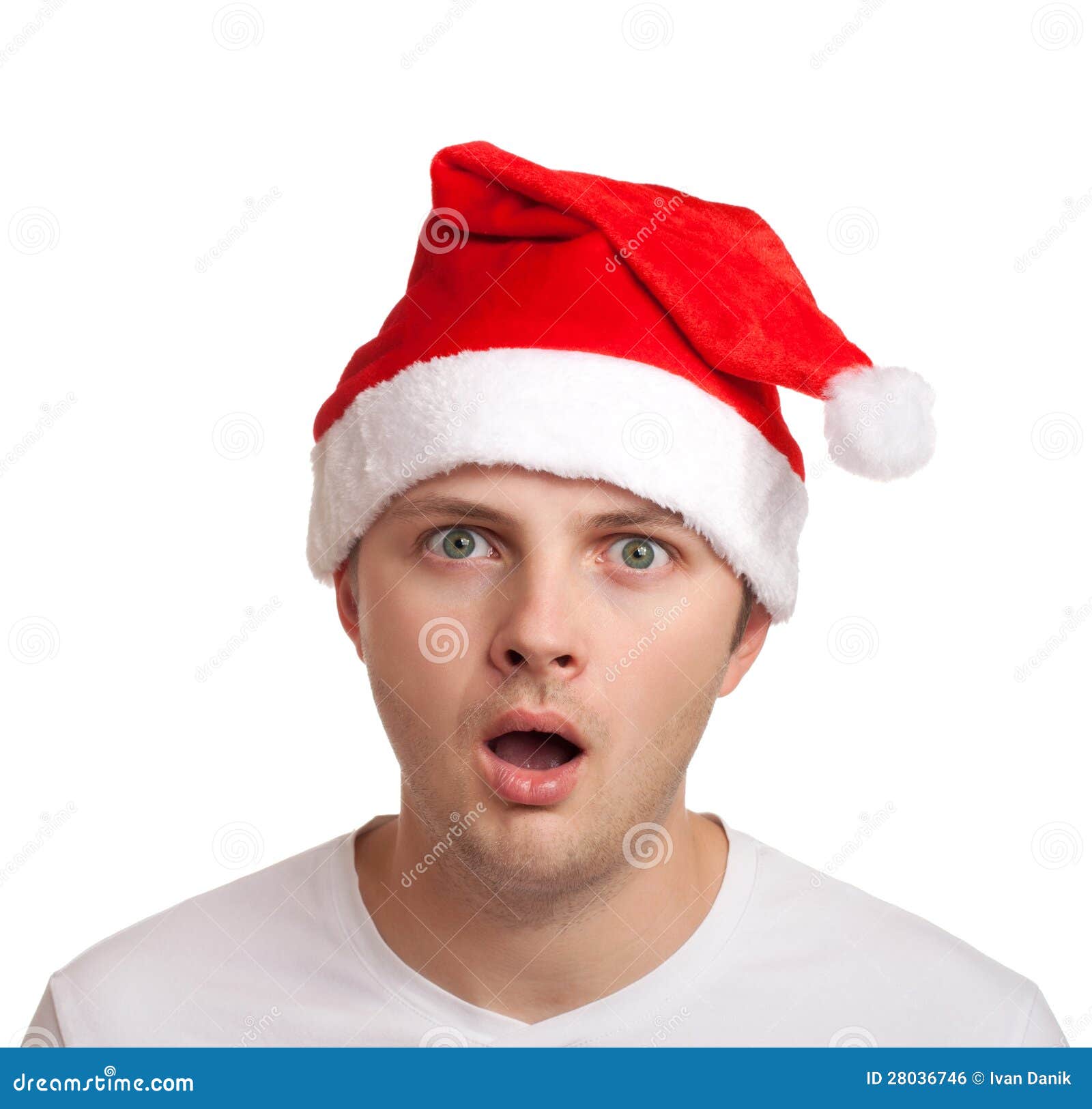 Young man in santa hat stock photo. Image of holiday - 28036746