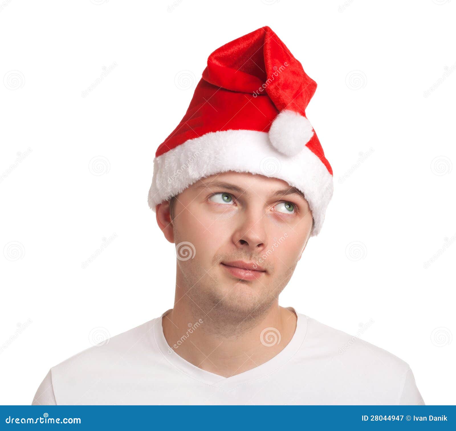 Young man in santa hat stock image. Image of adult, white - 28044947