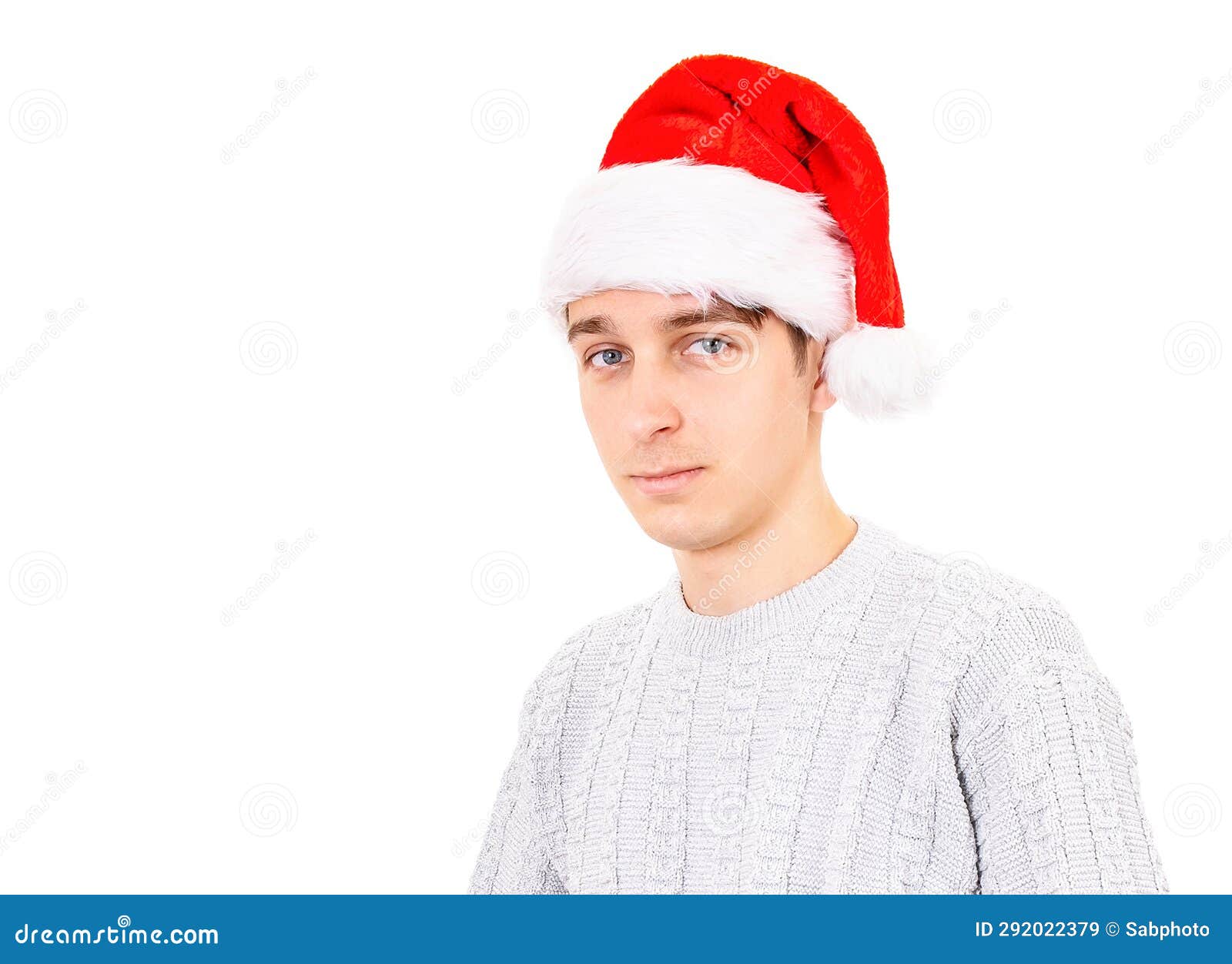 Young Man in Santa Hat stock image. Image of cheerful - 292022379