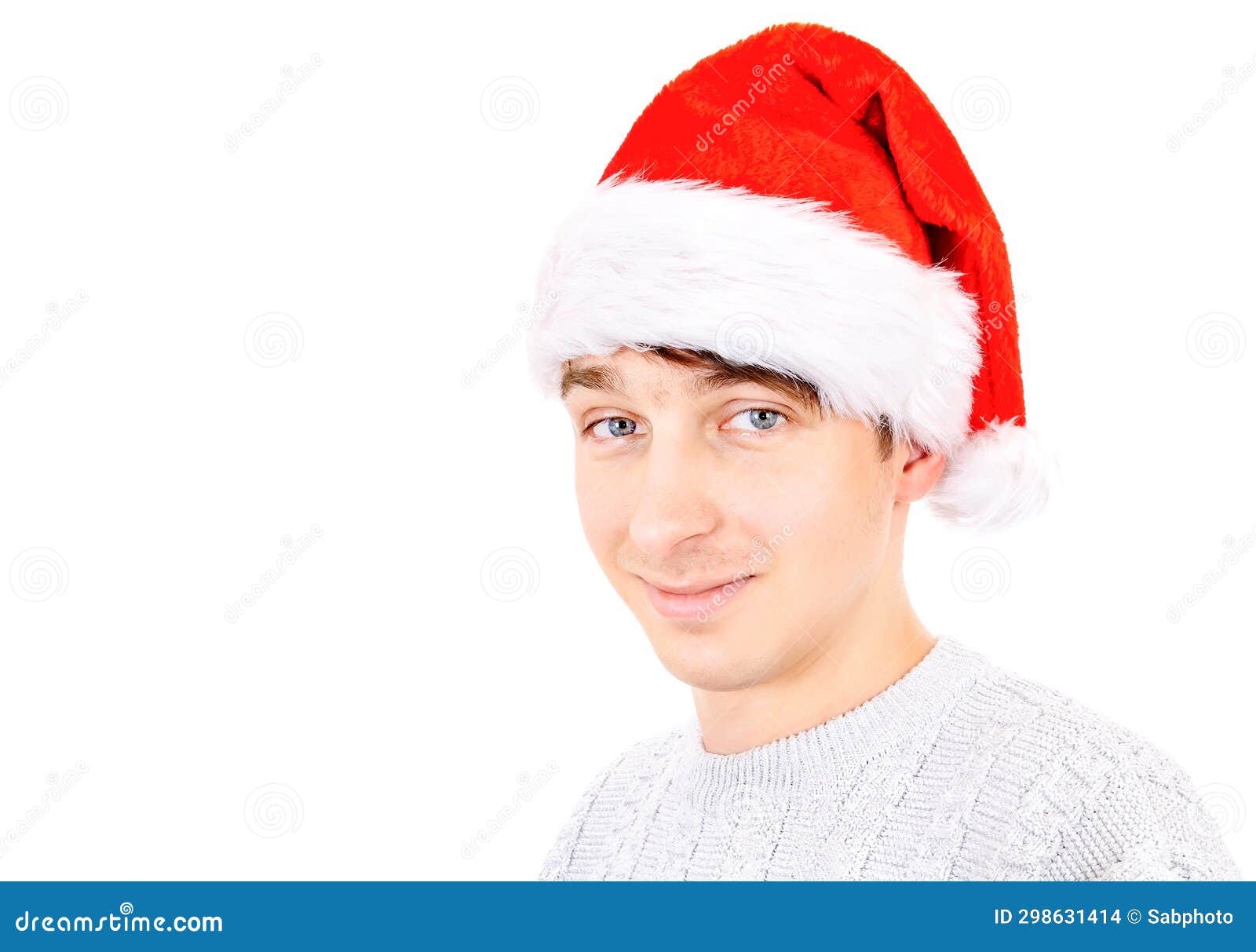 Young Man in Santa Hat stock photo. Image of christmas - 298631414