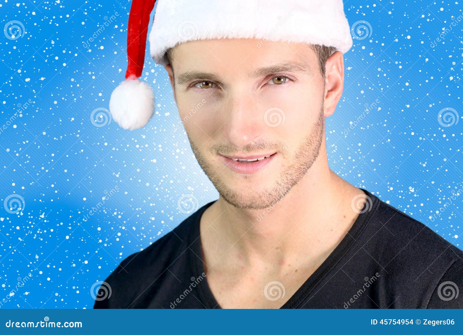 Young man with santa hat stock photo. Image of happy - 45754954