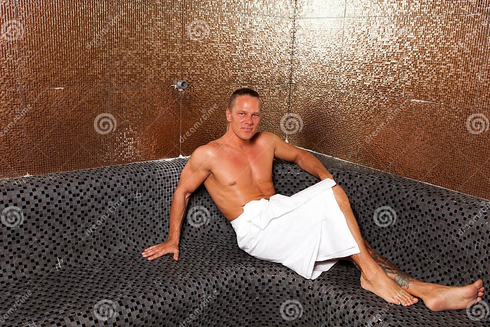 Young Man in Sauna stock image. Image of muscular, caucasian - 30681151