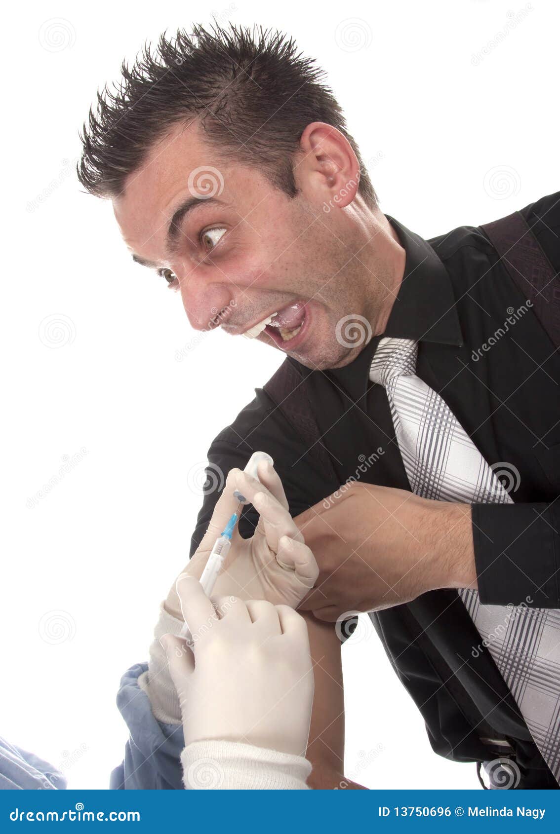 Young Man Scared Of Injections Stock Photo - Image of isolated, pain ...