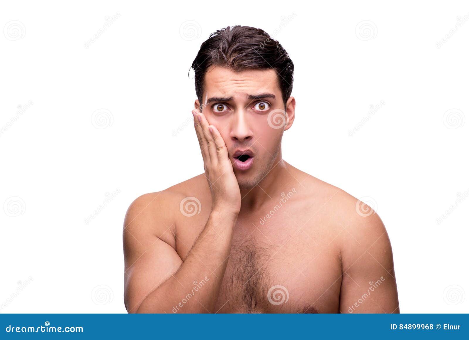 The Young Man Scared Isolated on White Stock Photo - Image of masculine ...