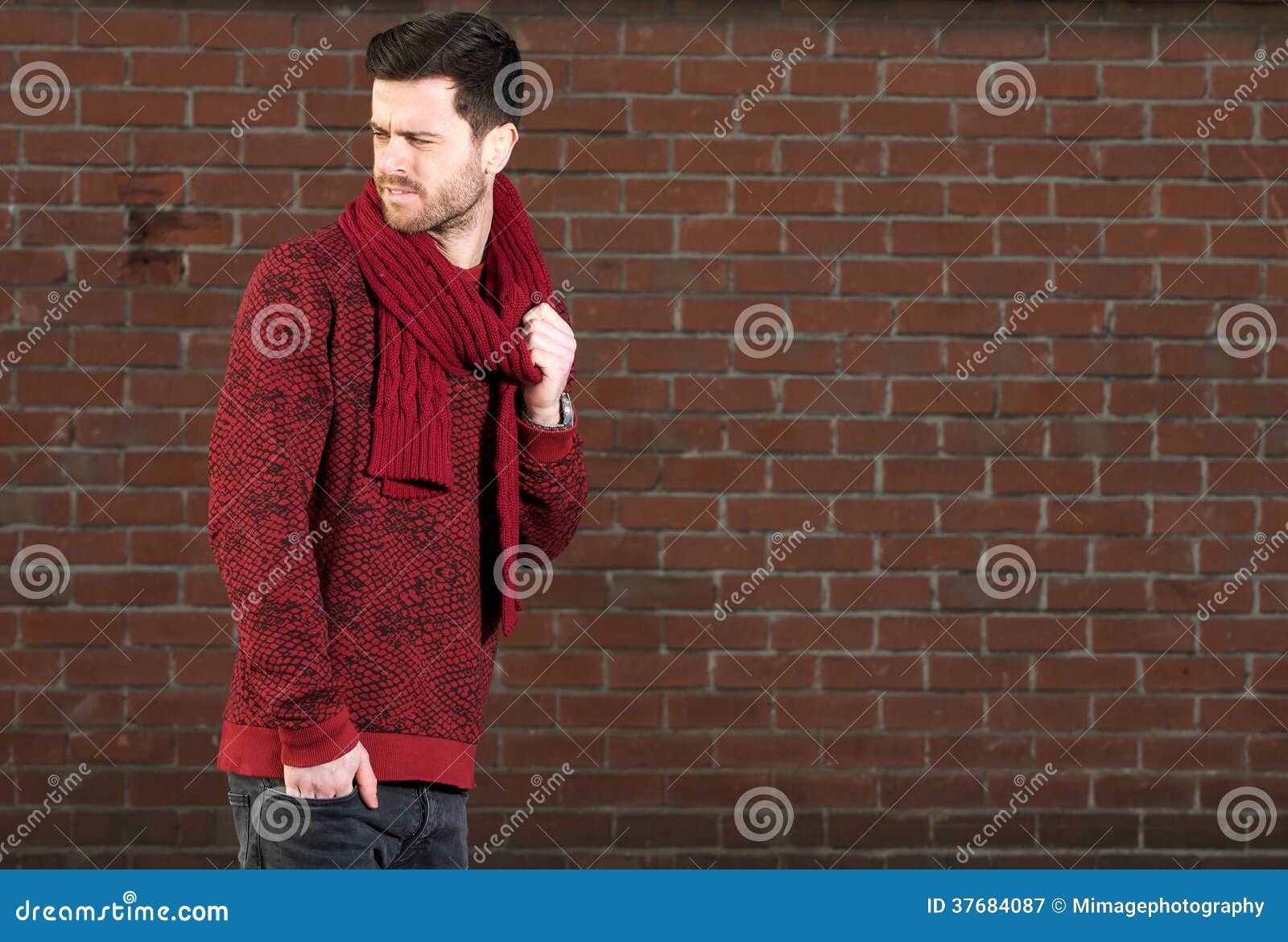 Young Man with Scarf Outdoors Stock Image - Image of masculine, male ...