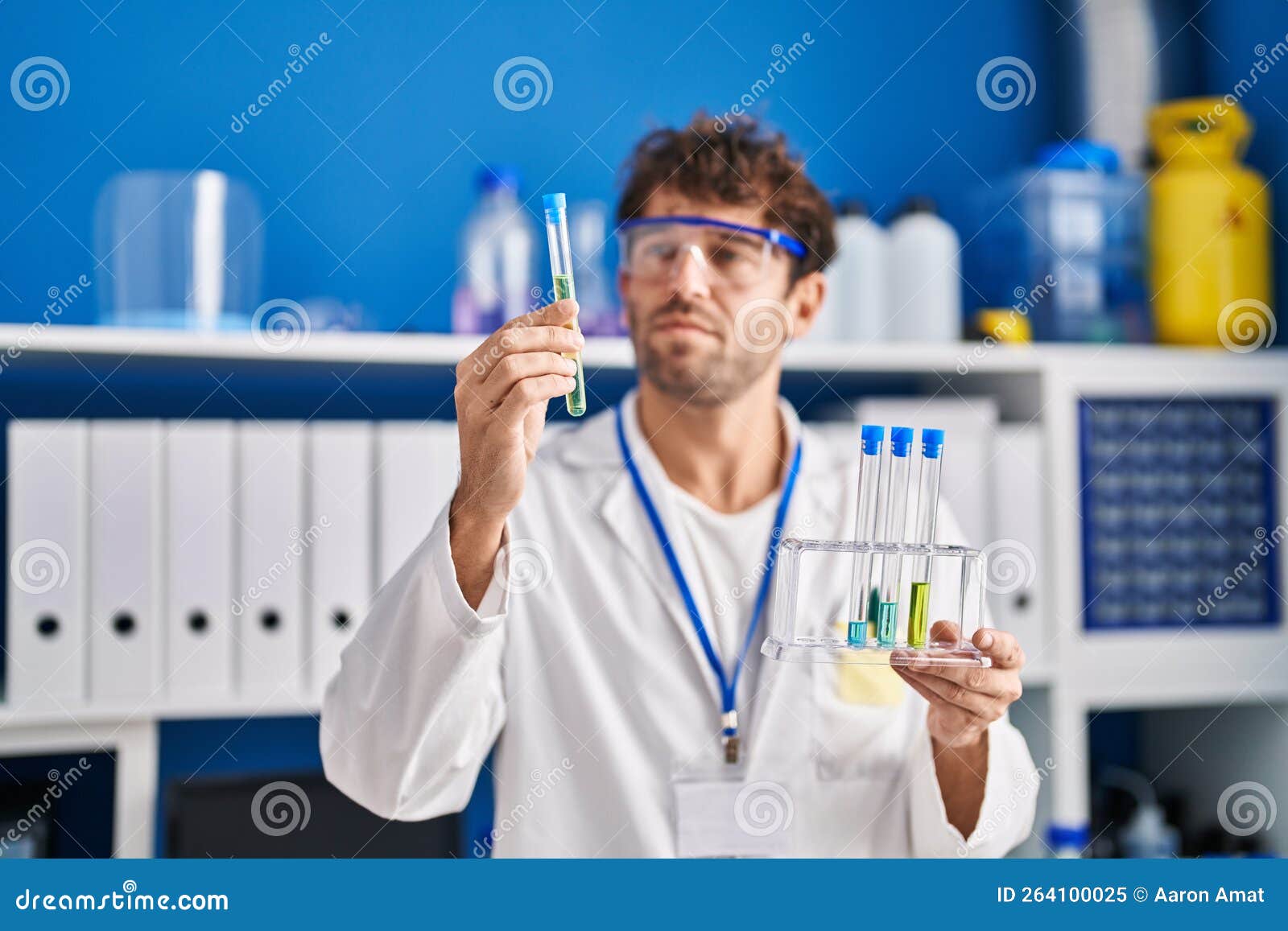 Young Man Scientist Holding Test Tubes at Laboratory Stock Image ...