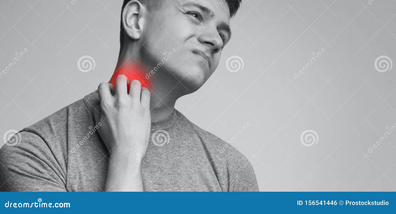 Young Man Scratching His Neck, Painful Rash Stock Photo - Image of ...