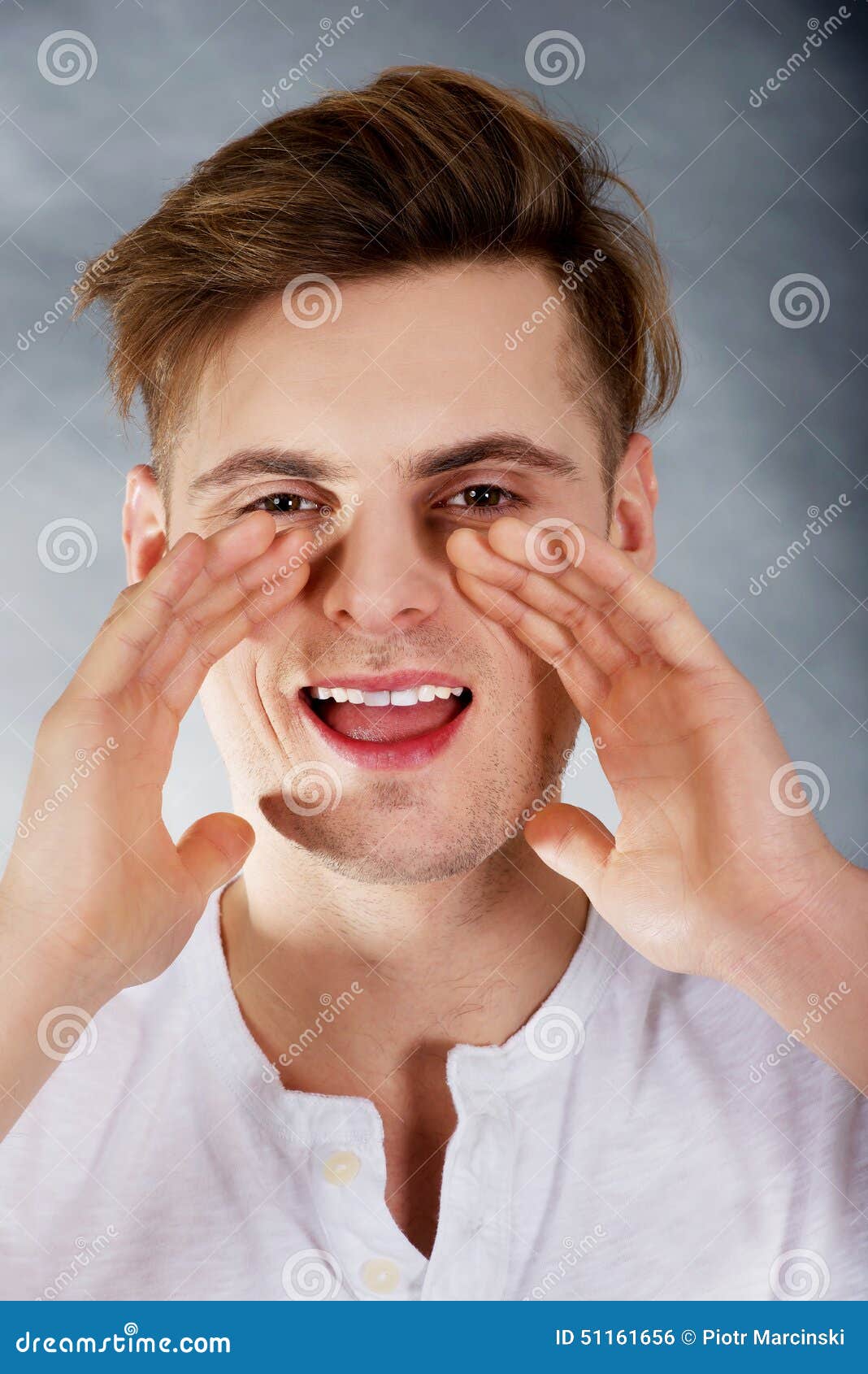 Young man screaming. stock photo. Image of fear, angry - 51161656